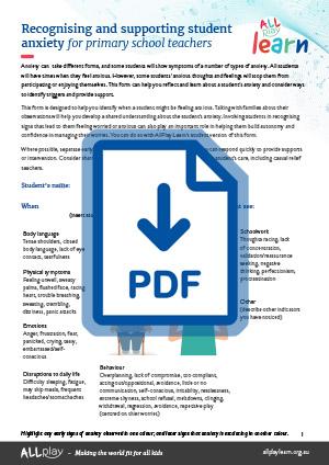 Primary School Teacher Strategies for Anxiety